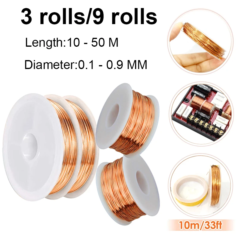 3-9pcs-spool-coil-electromagnetic-wire-enameled-copper-wire-enameled ...