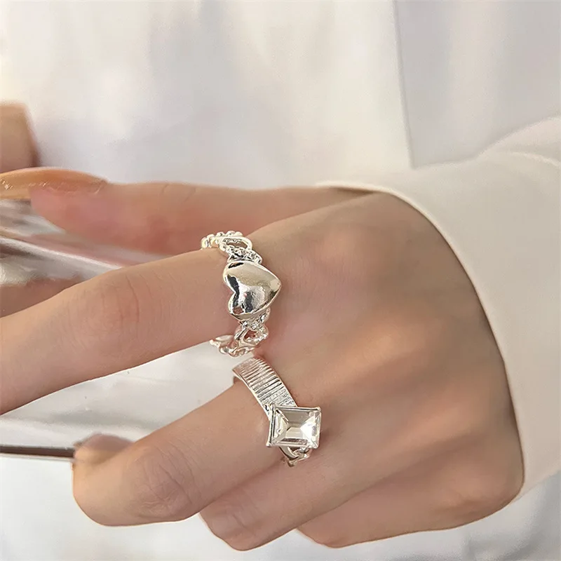 LATS-Geometric-Square-Zircon-Heart-Open-Rings-Silver-Color-Retro-Design-Index-Finger-Ring-2022 ...