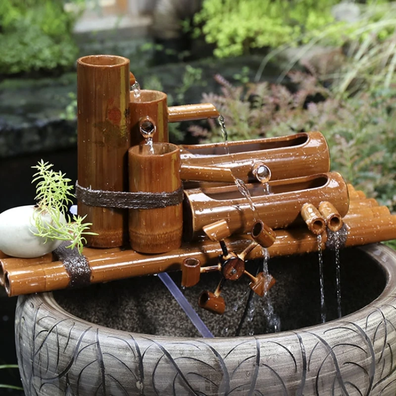 Bamboo-Tube-Water-Purifier-Fish-Tank-Fish-Basin-Stone-Trough-Fish ...
