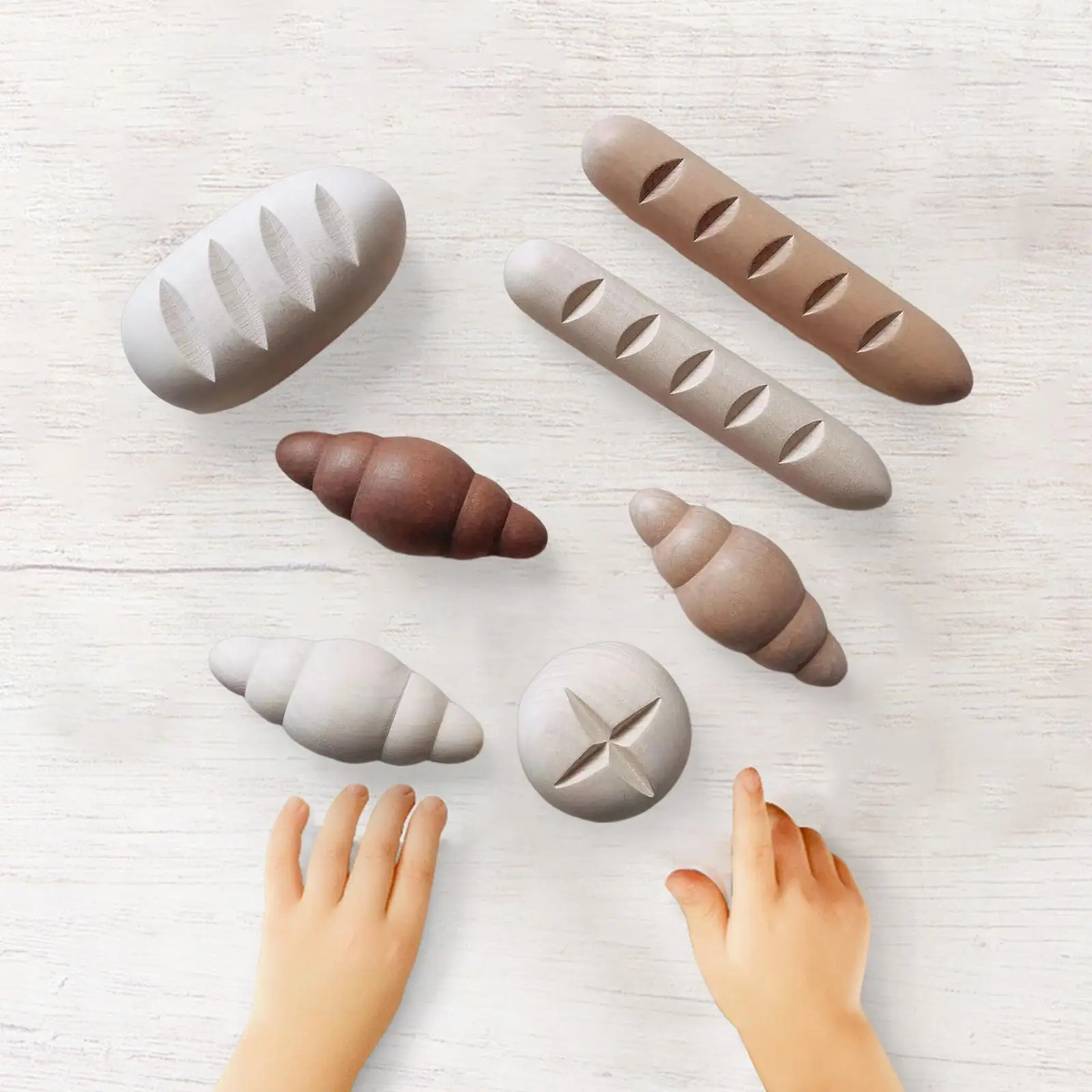 Wooden Montessori Toys Dollhouse Miniature Bread Simulation Breads ...