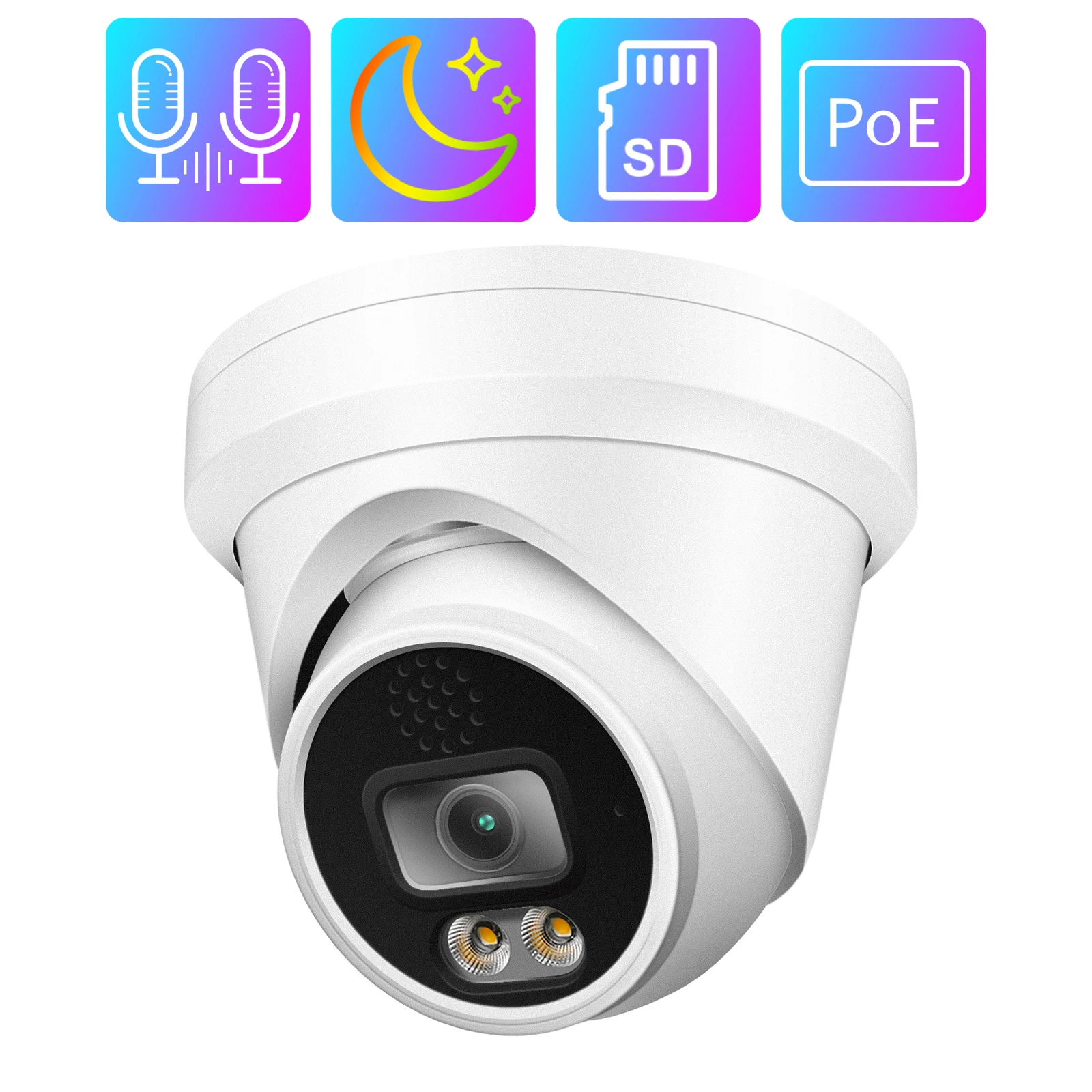 SONY IMX335 스마트 홈 보안 카메라, 듀얼 라이트 컬러 나이트 비전, 미니 돔, 양방향 오디오, CCTV 감시, 6MP ...