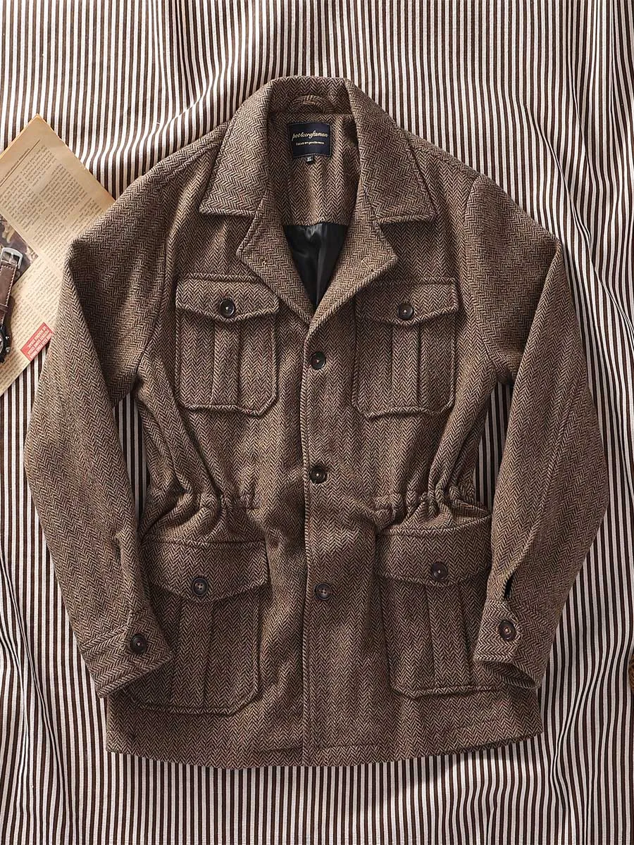 Old Money Style Men's Pure Wool Tweed Hunting Jacket Italian Vintage ...
