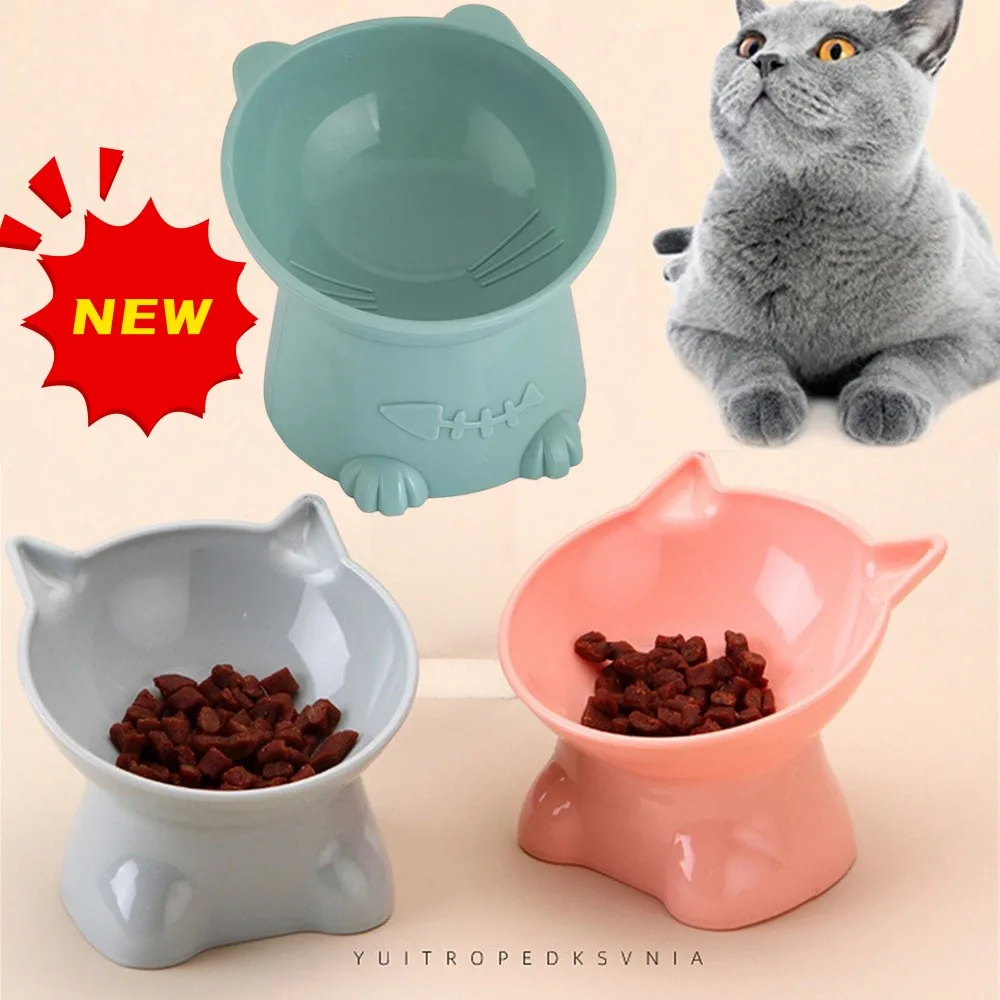Pet-Bowl-Large-Capacity-Cats-Bowls-Oblique-Mouth-Cute-Cartoon-Cat-Shape ...