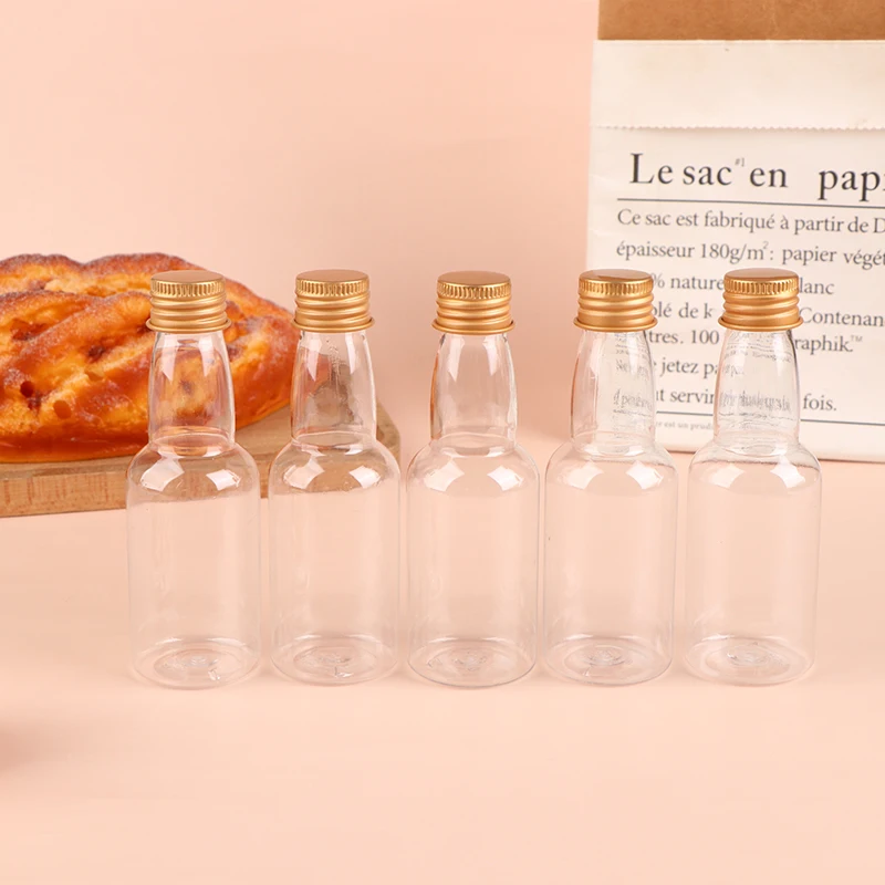 5-Pcs-60ML-Mini-Liquor-Bottles-Set-Plastic-Spirit-Bottles-Caps-Milk ...