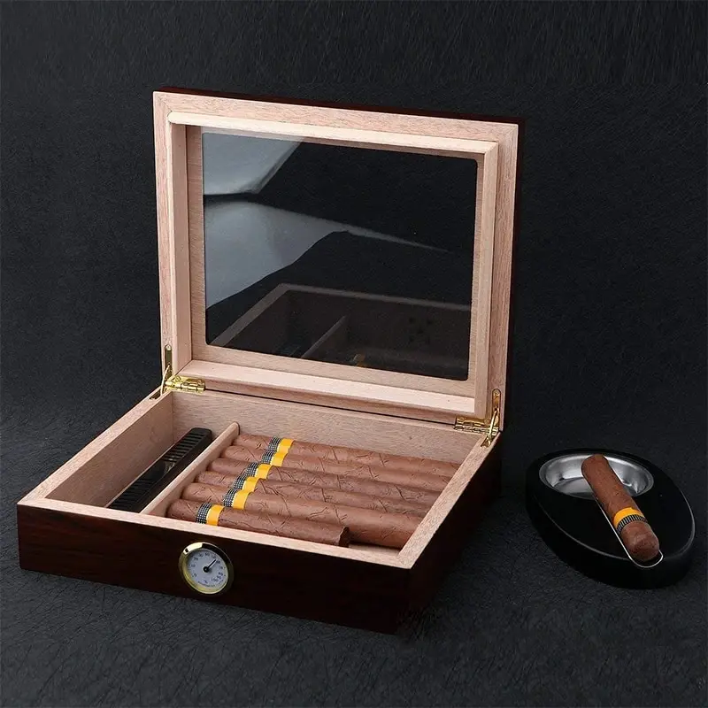 Solid-Wood-Black-Walnut-Cigar-Storage-Box-Wooden-Hand-Carried ...