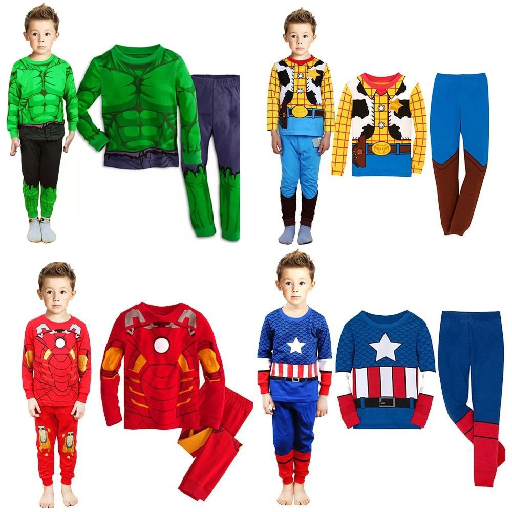 Disney Children Pajamas Set Long Sleeve Clothes Spiderman Pyjamas Kids ...