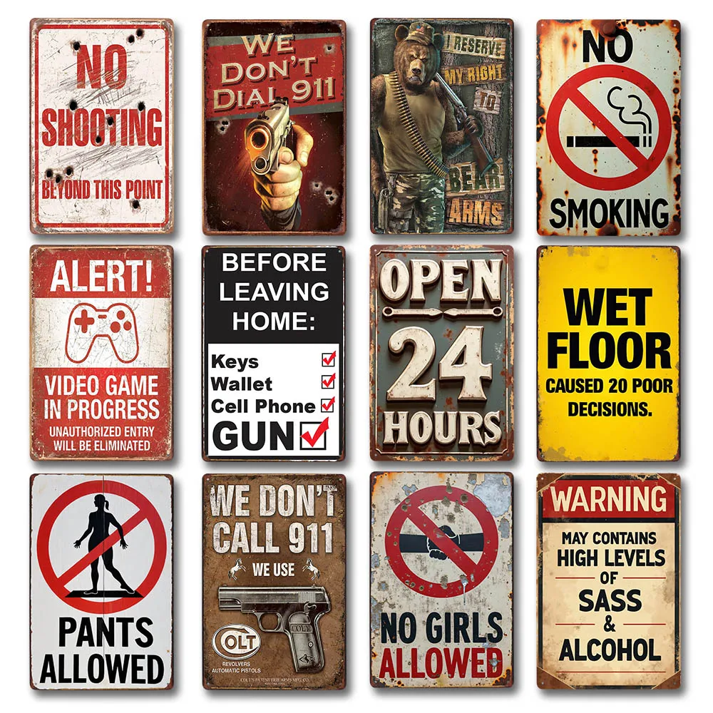 Retro Metal Signs Humorous Rules Home Decor Wall Art Vintage Tin ...