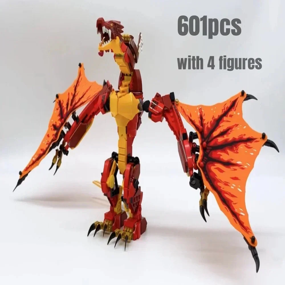 601pcs-Fire-Dragon-Attack-Building-Blocks-Model-FIT-71753-Bricks-Toys ...