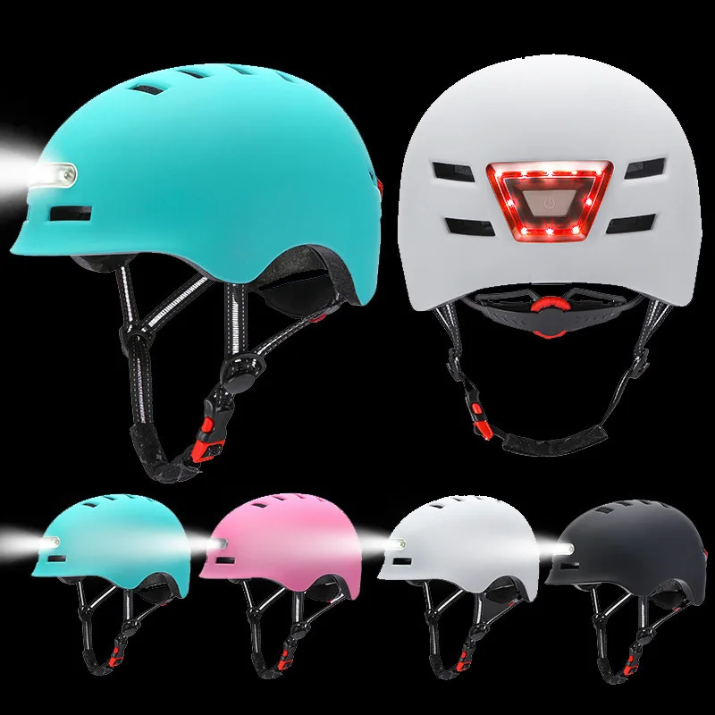 Capacetes-da-motocicleta-com-luzes-led-ciclomotor-capacete-scooter-el ...