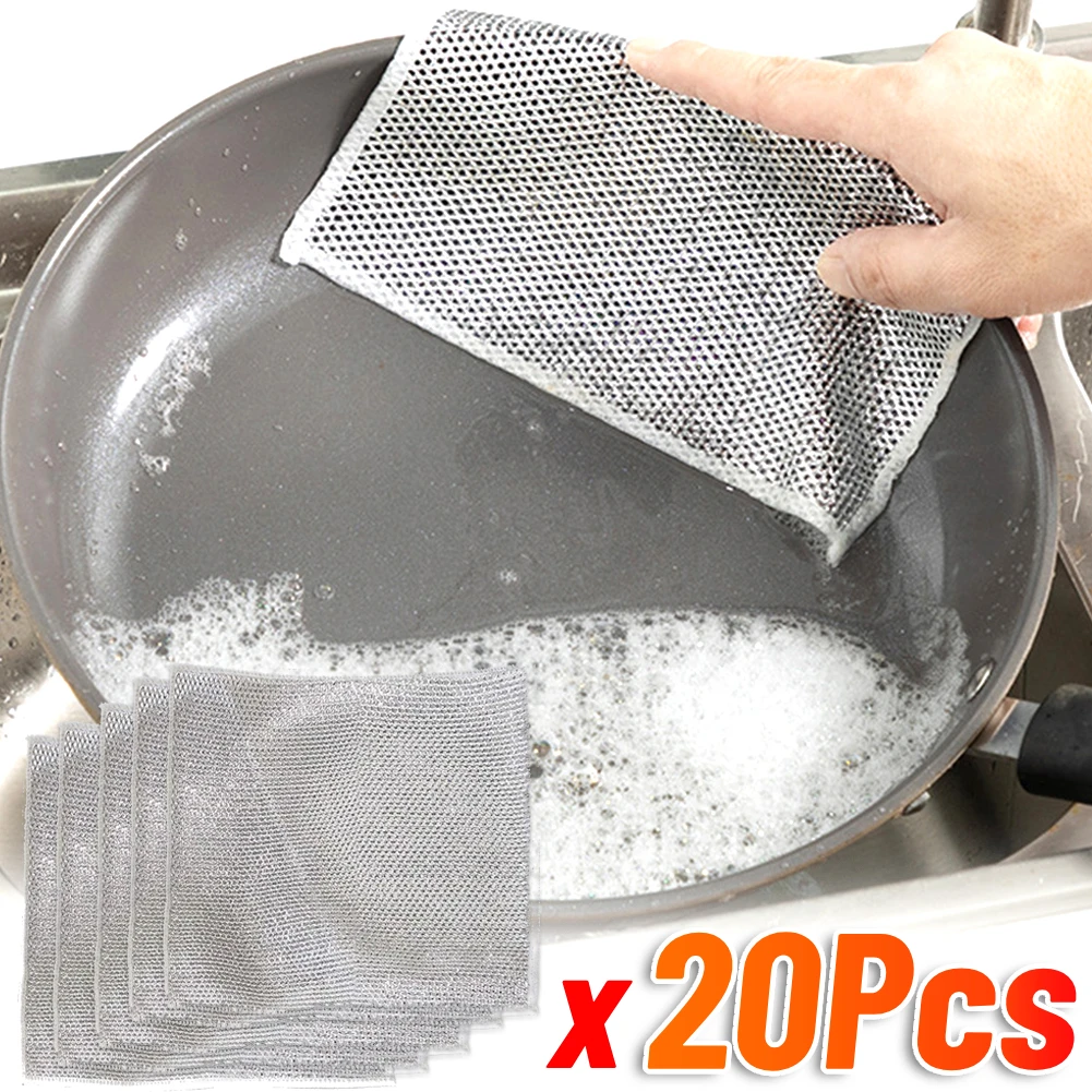 5-10-20pcs-Steel-Wire-Cleaning-Cloth-20cm-Magic-Dishwashing-Towel ...