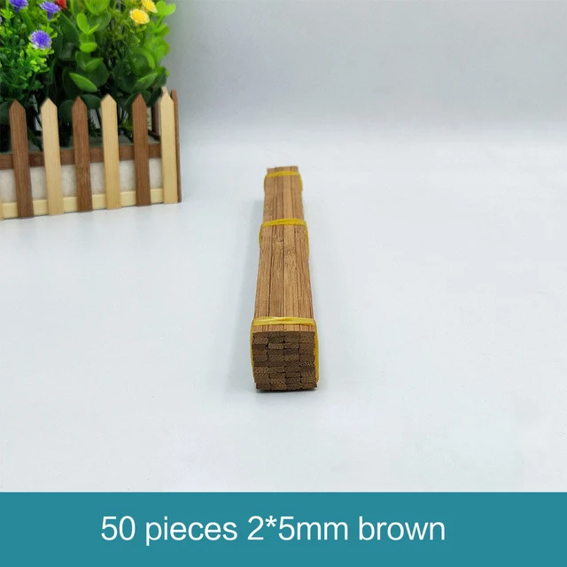 50PC Multisize Flat Bamboo Sticks DIY wood craft material Handcraft ...