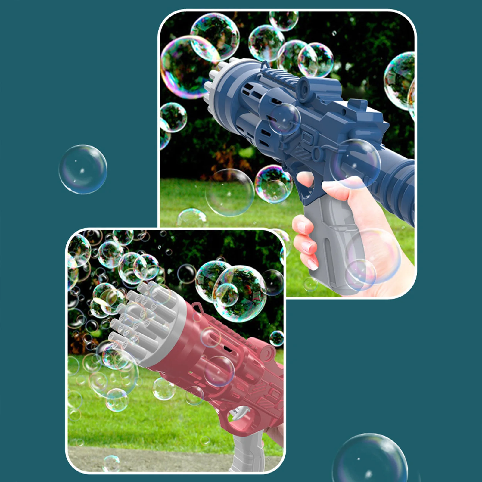 Kids Automatic Gatling Bubbles Machine Soap Water Electric Bubble Maker ...