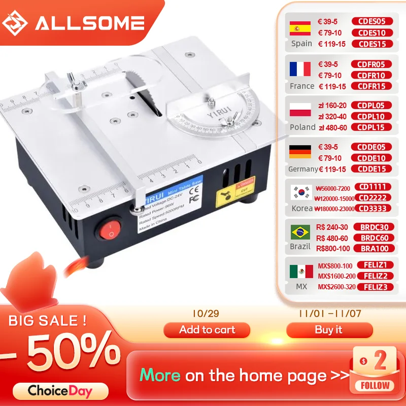 ALLSOME-S2-96W-Mini-Table-Saws-Electric-Bench-Saw-DIY-Model-Household ...