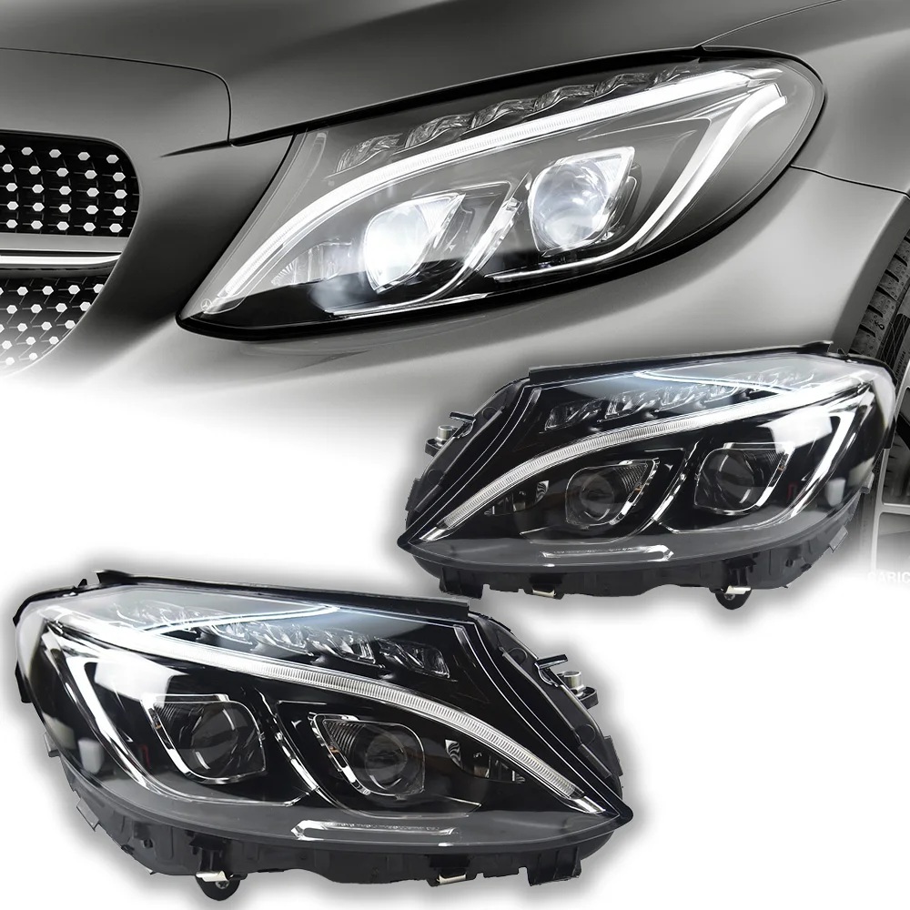 AKD Car Styling Head Lamp for Benz W205 Headlights 2014-2017 C300 C260 ...