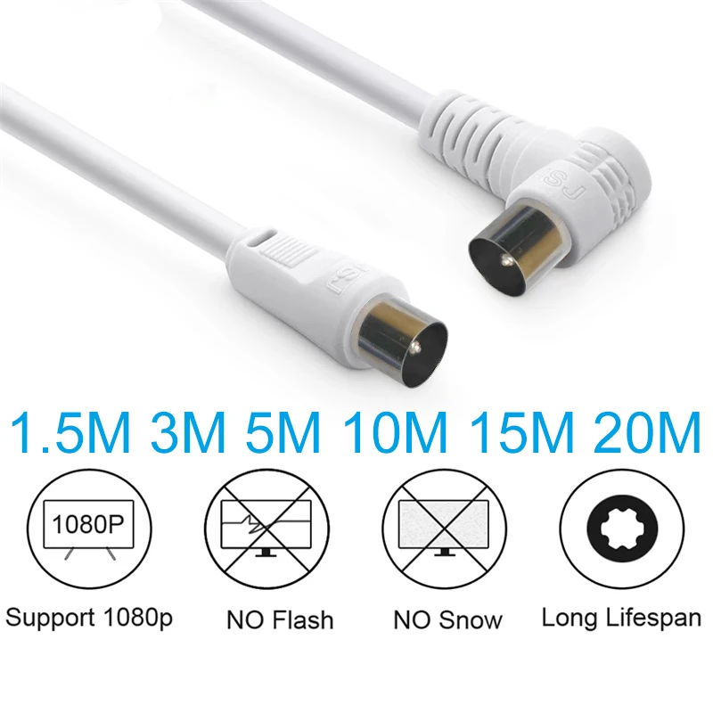 Cable de TV Digital RF RG6, Cable Coaxial de 90 Grados para Antena de ...