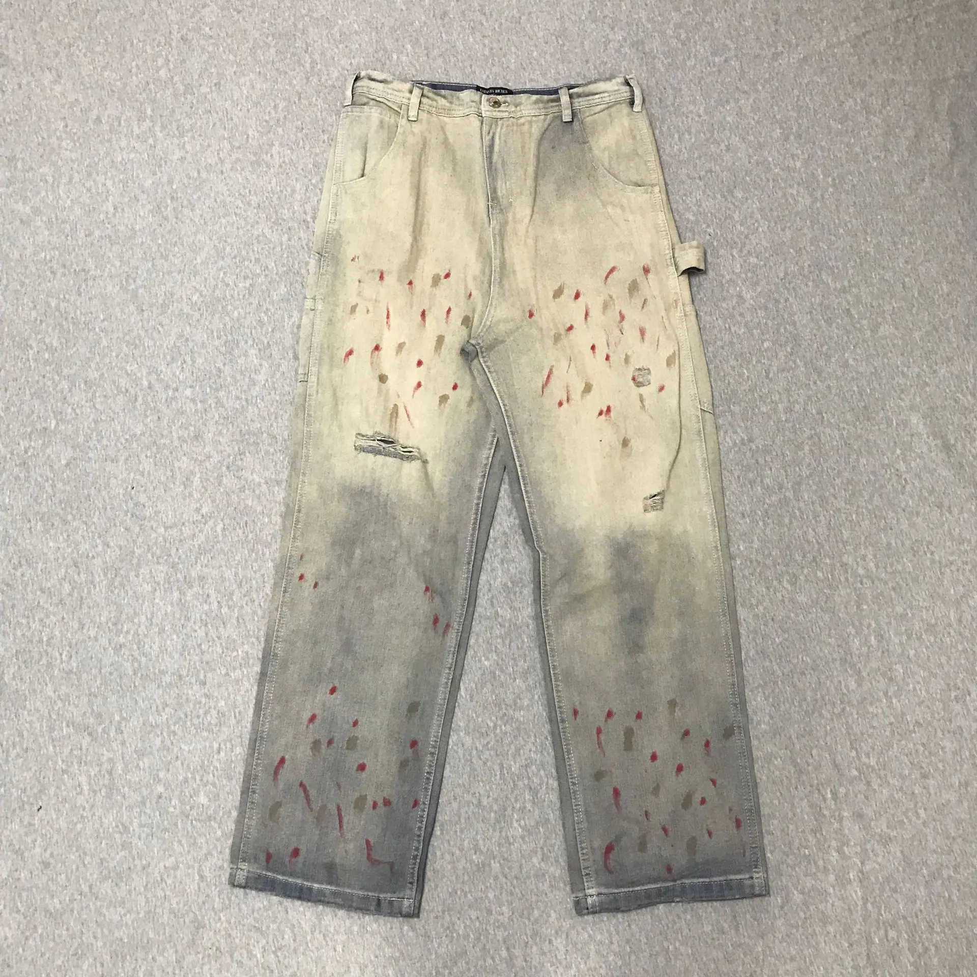 2024 New Old Washed Blood Tag Denim Zipper Slim Fit Straight PANT Jeans ...