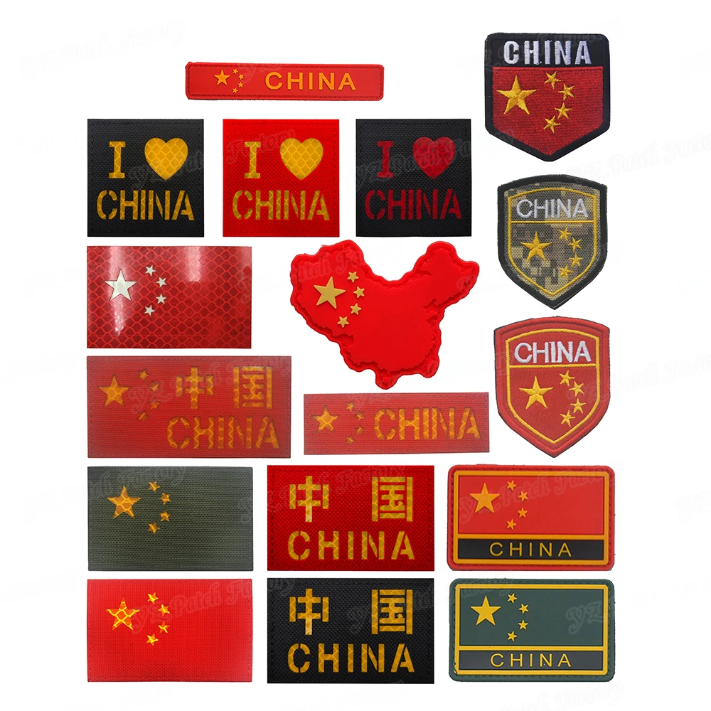Chinese-Flag-Patches-Iron-on-Communism-Badges-Five-Star-Red-Flag-Thermo ...