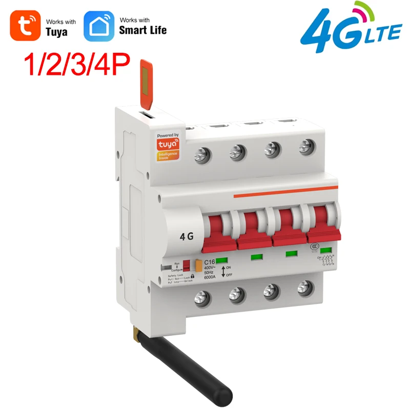 4G SIM Card LTE Circuit Breaker Switch,1 2 3 4 Phase Din Rail WIFI ...