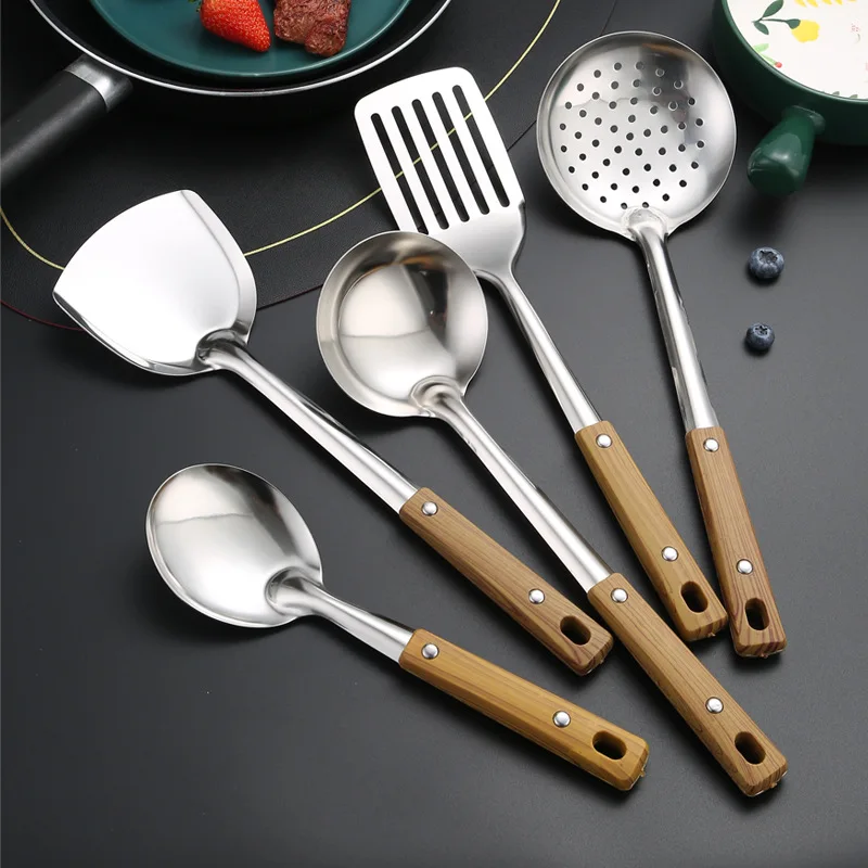 Stainless-Steel-Kitchen-Cake-Spatula-Hot-Pot-Soup-Ladle-Colander-Non ...