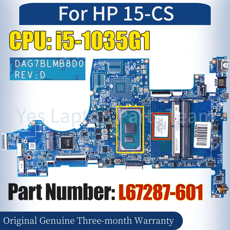 DAG7BLMB8D0-For-HP-15-CS-Laptop-Mainboard-L67287-601-SRGKG-i5-1035G1 ...