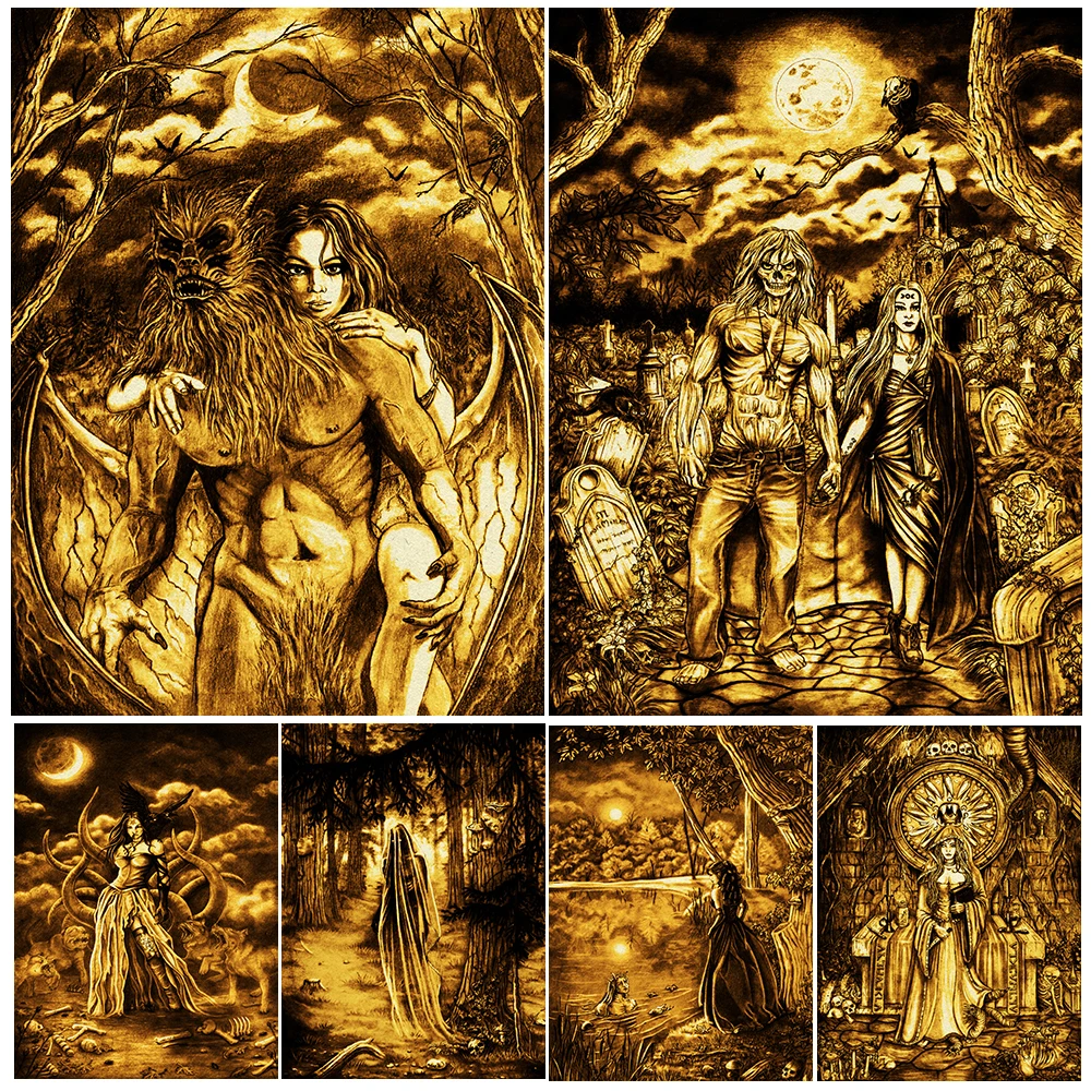 The Eclipse Witch,Devil In The Woods,Mrs. Spider Vintage Wall Art ...