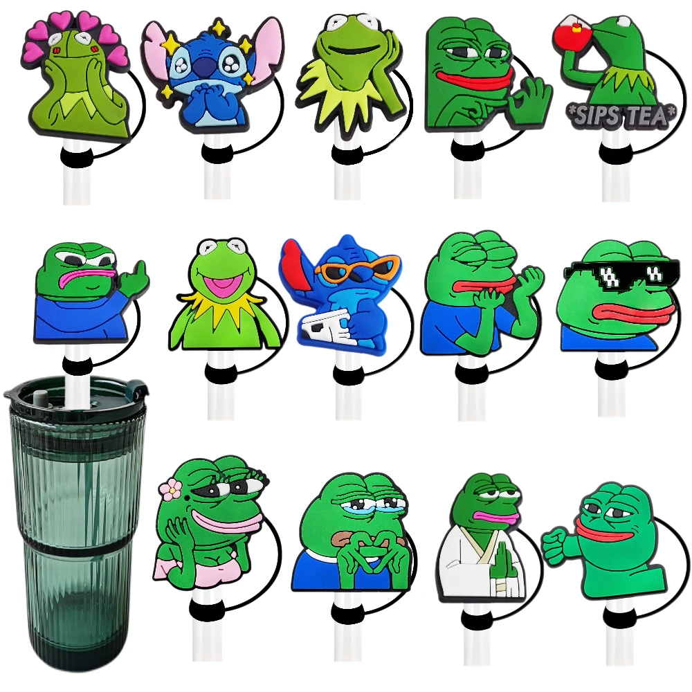 1-15pcs-New-Sad-Frog-Straw-Cover-Cap-10MM-Drink-Straw-Plug-Reusable ...
