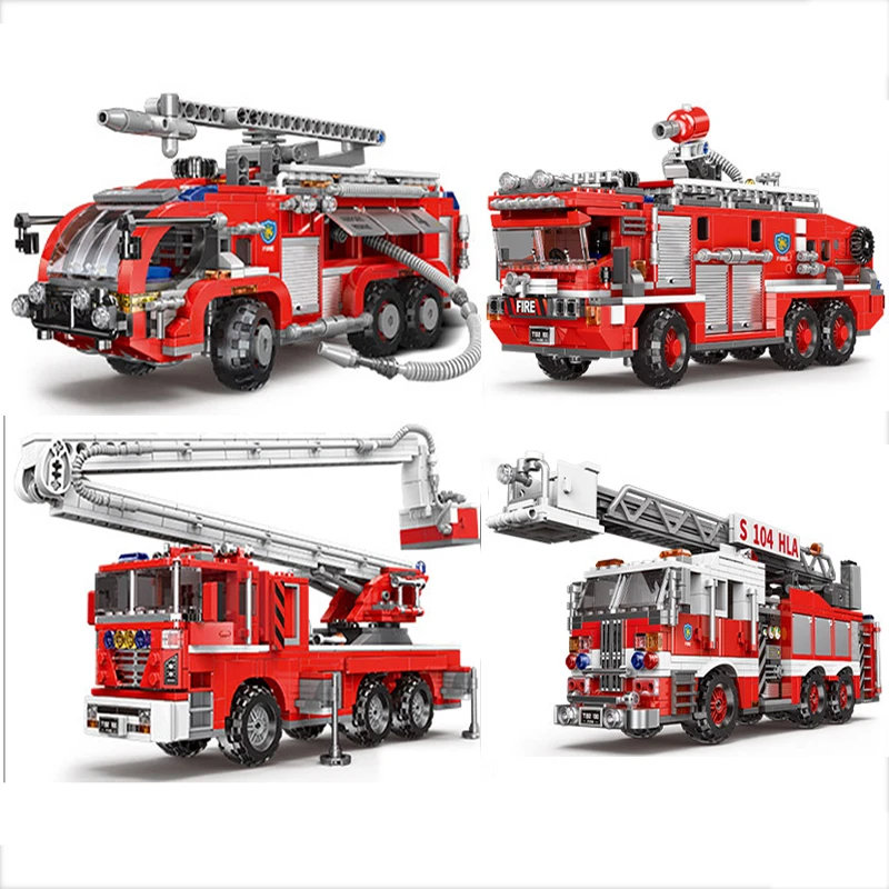 Simulation City Firefighter Rescue Engineering Vehicle Movable Building ...