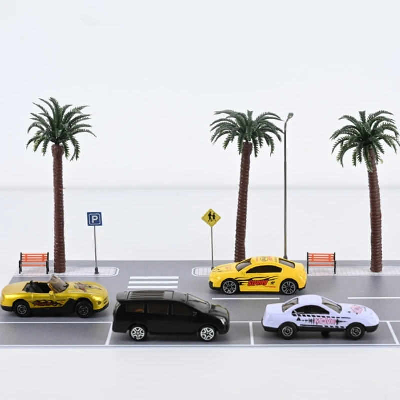 Creative Road Scene Set for 1/64 Scale Models with Roads and Sign ...