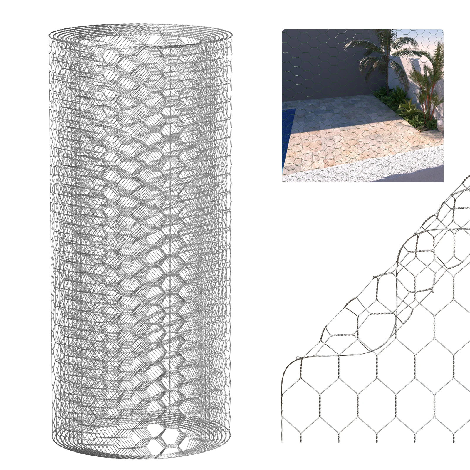 Chicken Netting Wire Mesh Roll, 60cm x 5m Galvanized Hexagonal Chicken ...
