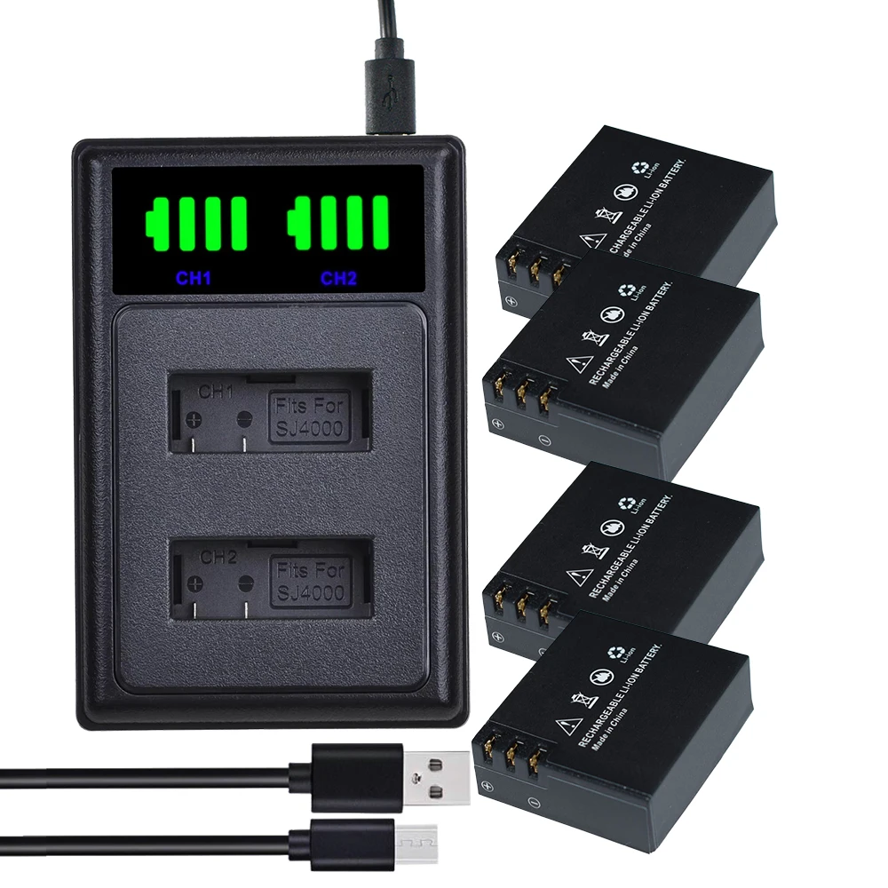 Battery for SJCAM M10 SJ4000 SJ5000 Plus sports camera Dual Charger ...