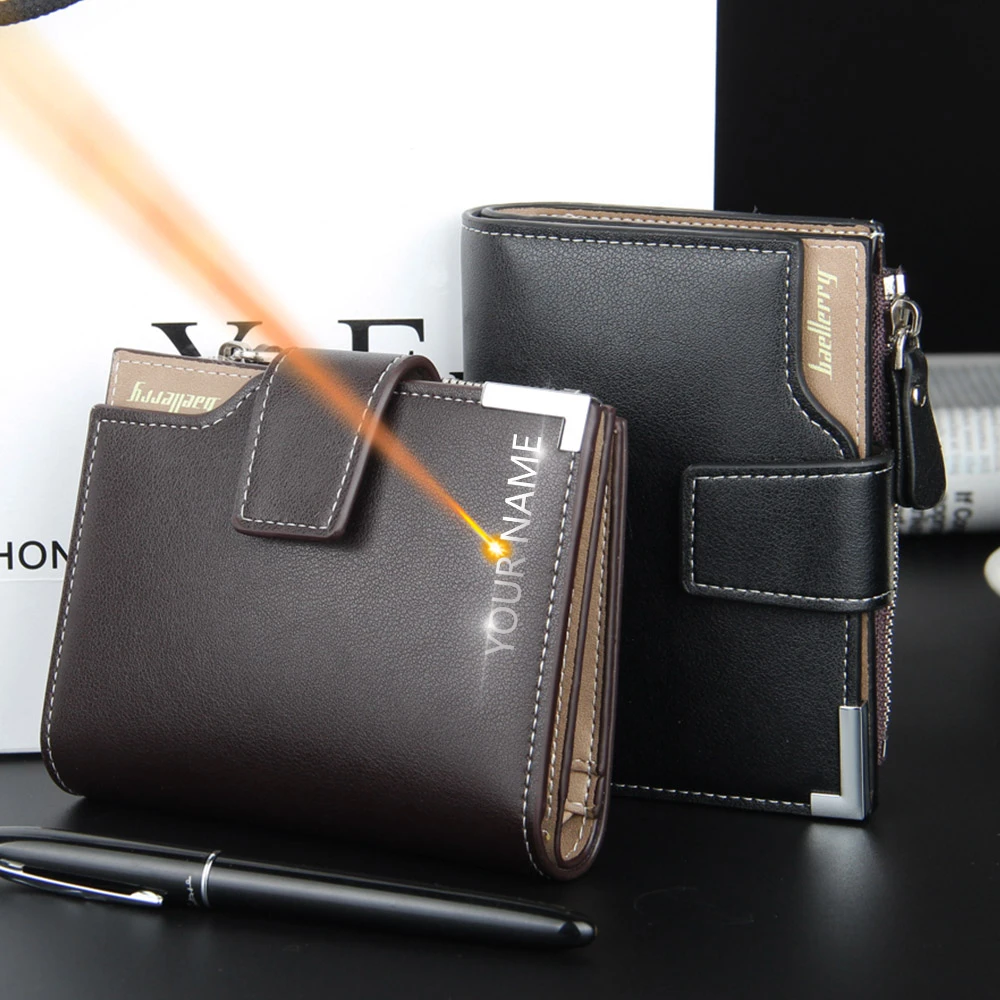Short Luxury Men Wallets Zipper Coin Pocket Card Holder Male Wallet ...