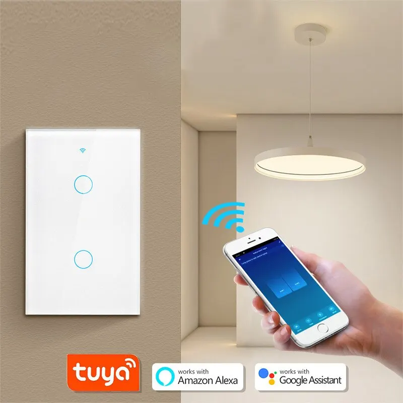 Interruptor de luz inteligente Tuya WiFi/Zigbee, cable neutro/sin cable ...