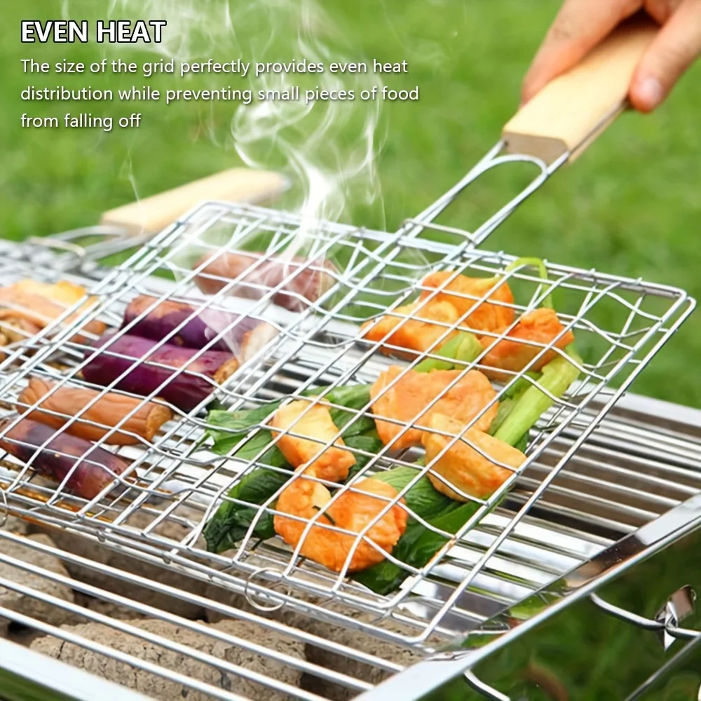 Barbecue-Grilling-Basket-Stainless-Steel-Folding-BBQ-Rack-Portable ...