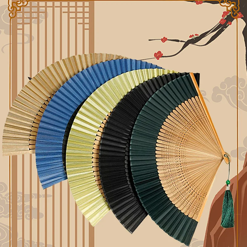 Bamboo-Hand-Silk-Chinese-Fan-Dance-Lady-s-Antique-Folding-Fan-Tassel ...
