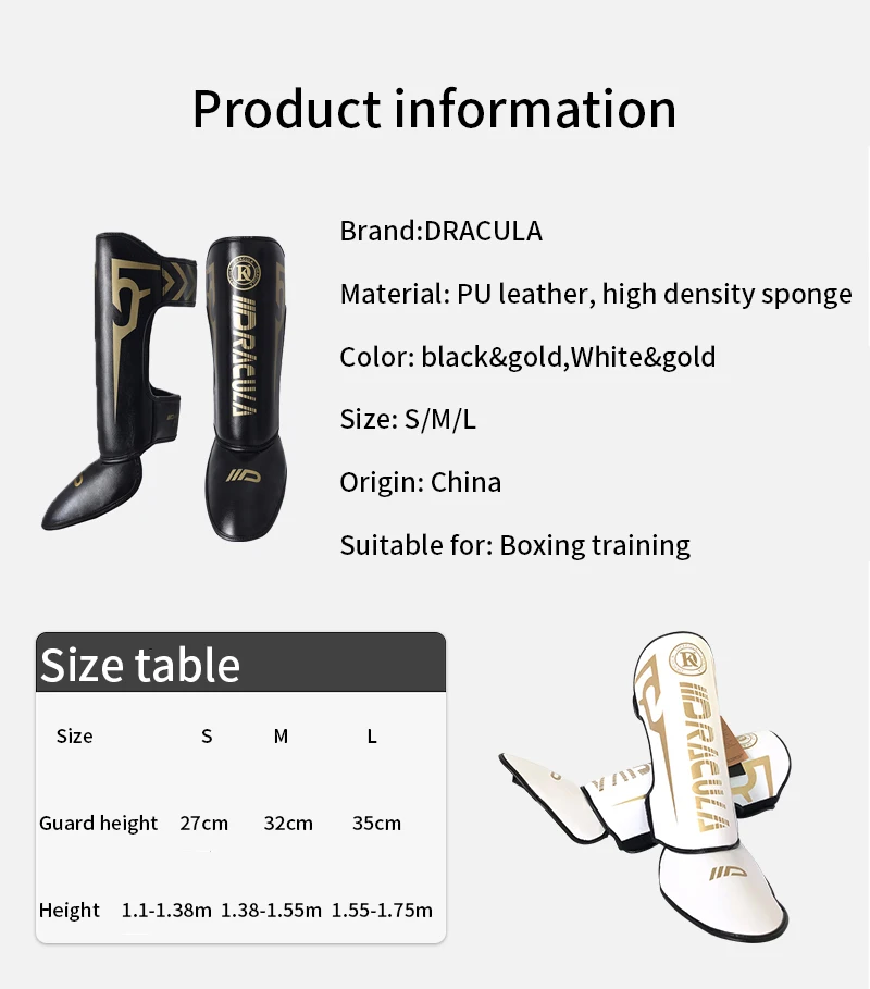 Dracula Boxing Shin Guards MMA Muay Thai Protective Leg Shin Kick Pads ...