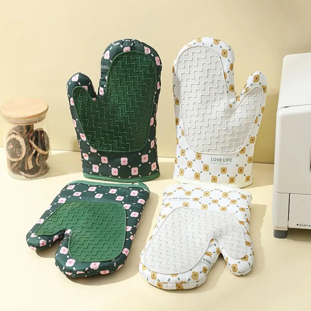 1/2 Pcs Kitchen Oven Mittens Anti-scalding Rough Palm Grilling Mittens ...
