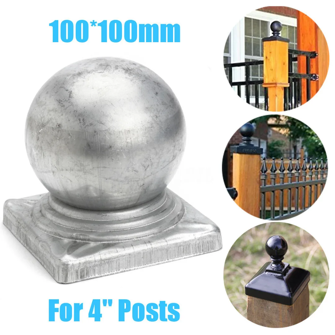 100mm Silver Metal Round Epoxy Fence Finial Post Caps Ball For 4 ...
