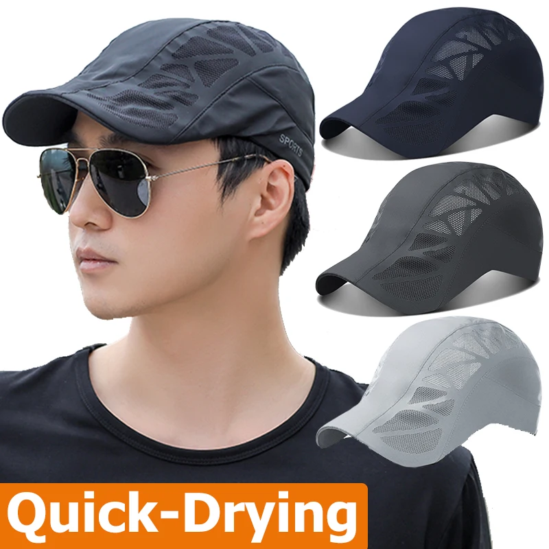 Summer Sports Mens Sun Hats Breathable Mesh Quick-drying Visor Caps ...