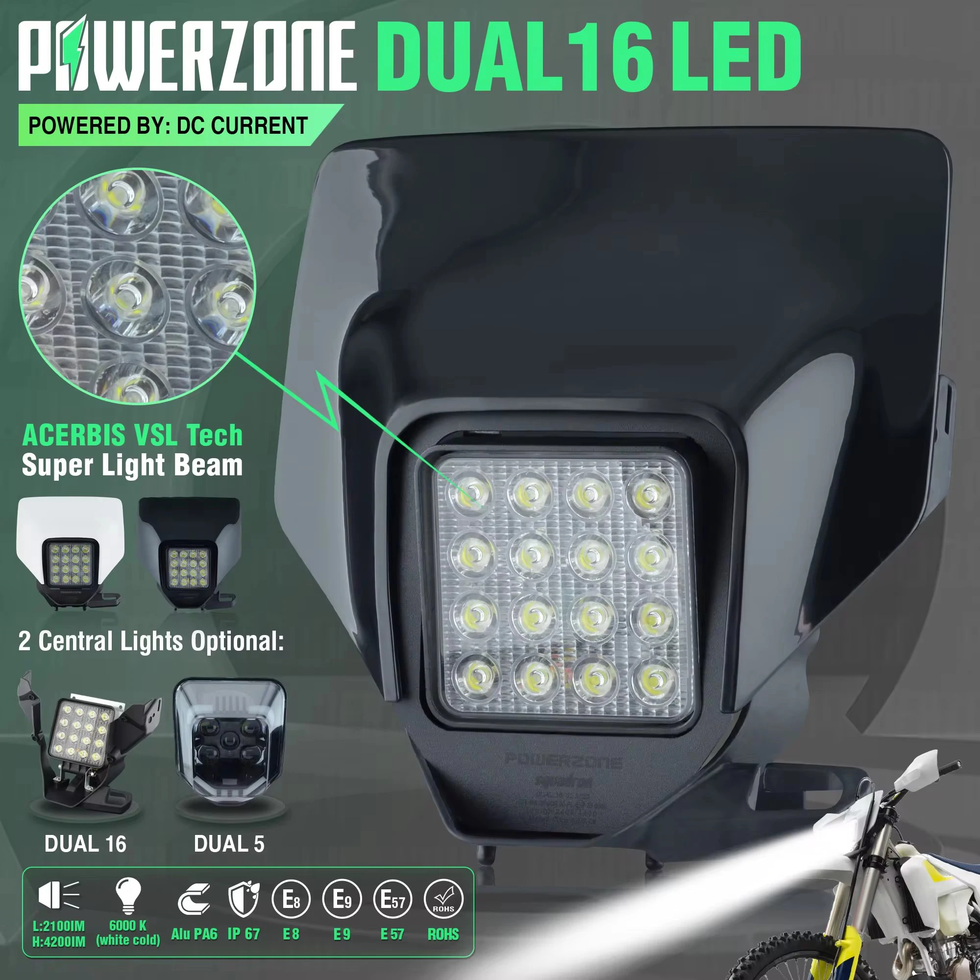 PowerZone-Motorcycle-LED-Headlight-Headlamp-Head-Light-Supermoto ...