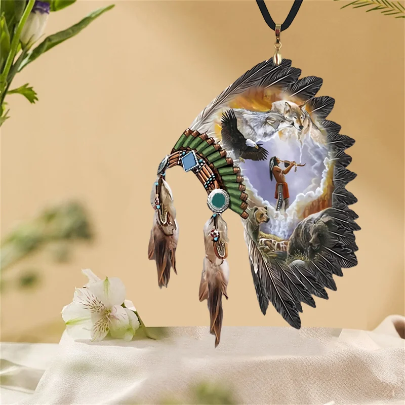 Creative Fashion Wolf Hawk Bear Feather Acrylic Pendant Necklace, Suit ...