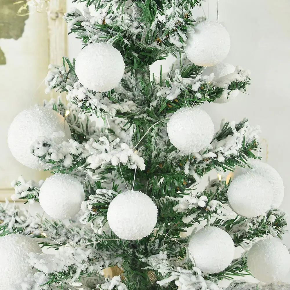 4/6/8/10cm White Christmas Balls Snowflake PE Foam Ball Xmas Tree ...