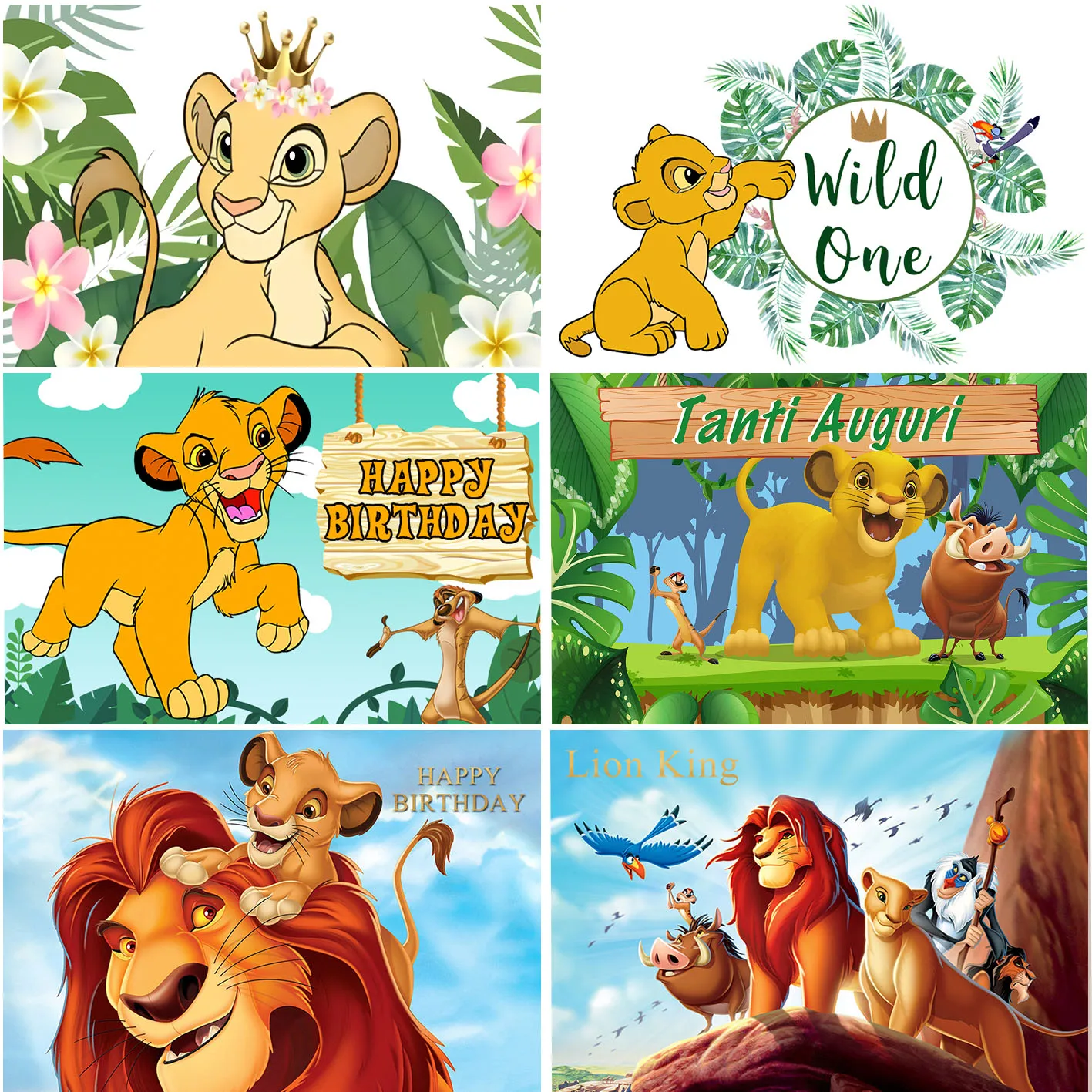 Disney Simba Lion King Backdrops Baby Shower Boy Happy Birthday Party ...