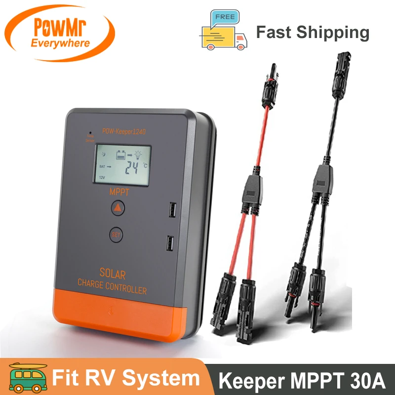 Powmrキーパー30Ampソーラー充電コントローラmppt 12v 24v自動ソーラーレギュレータ30Aw lcd、収入鉛酸リチウム電池 ...