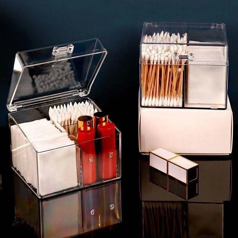 Portable-Acrylic-Box-Cotton-Swab-Transparent-Cosmetics-Portable ...