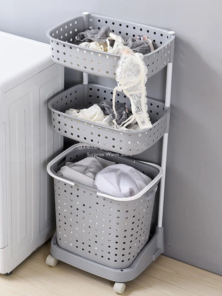 Nordic Multilayer Bathroom Laundry Basket Durable Plastic Dirty Clothes ...