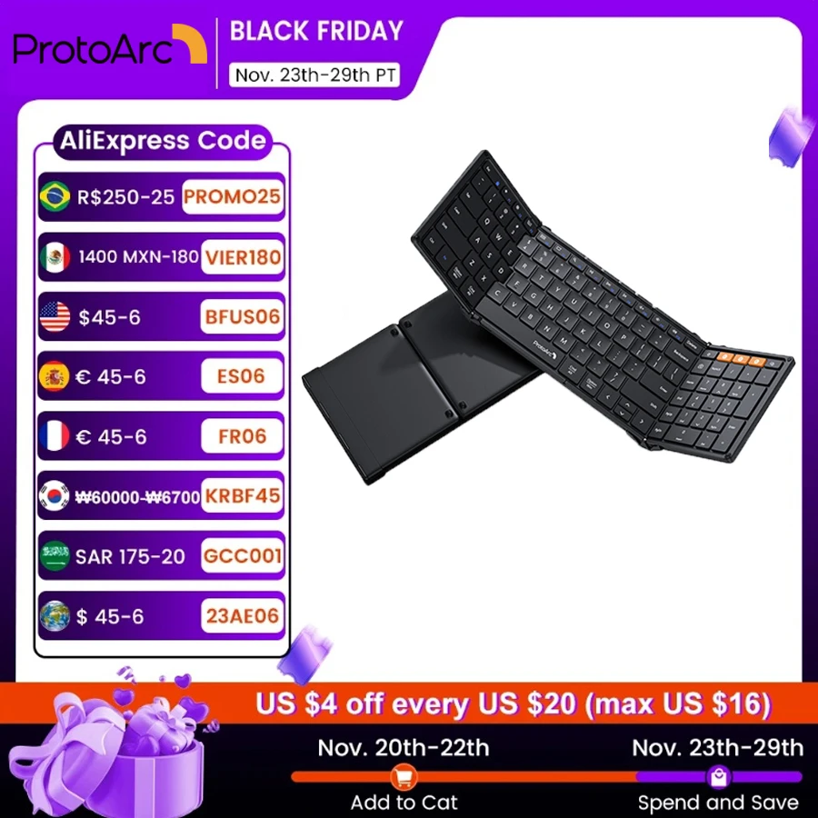ProtoArc-XK01-Bluetooth-Wireless-Keyboard-Foldable-Portable-Mini ...