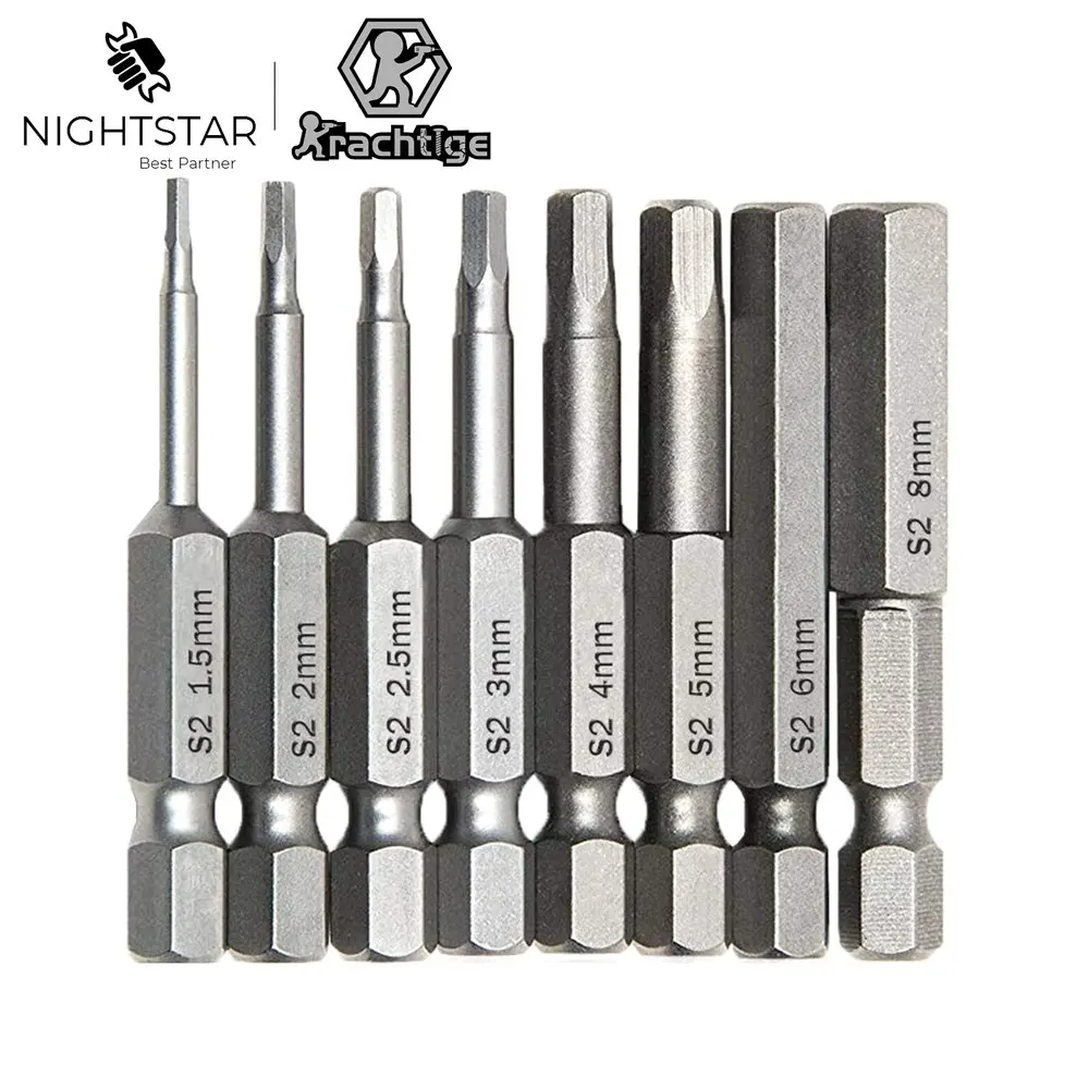 8Pcs-50mm-1-4-Inch-Hex-Shank-Magnetic-Hex-Head-Screwdriver-Bits-1-5mm ...