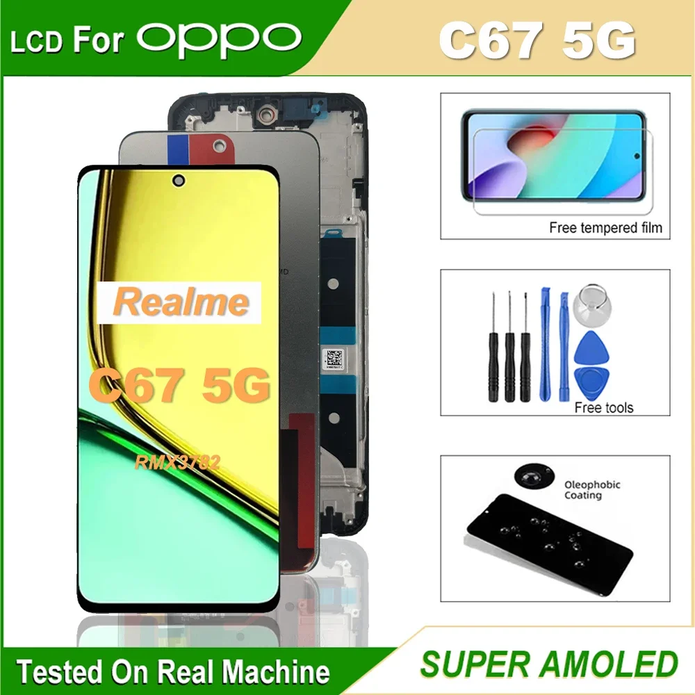 6.72 "para oppo realme c67 5g display lcd tela de toque digitador ...