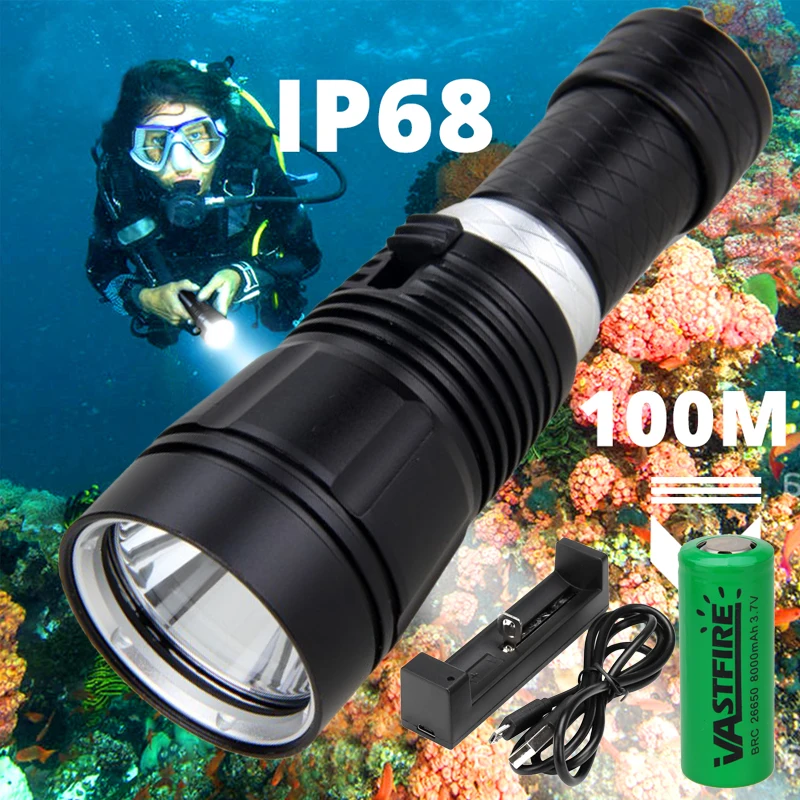 Powerful-LED-Diving-Flashlight-Super-Bright-Professional-Underwater ...