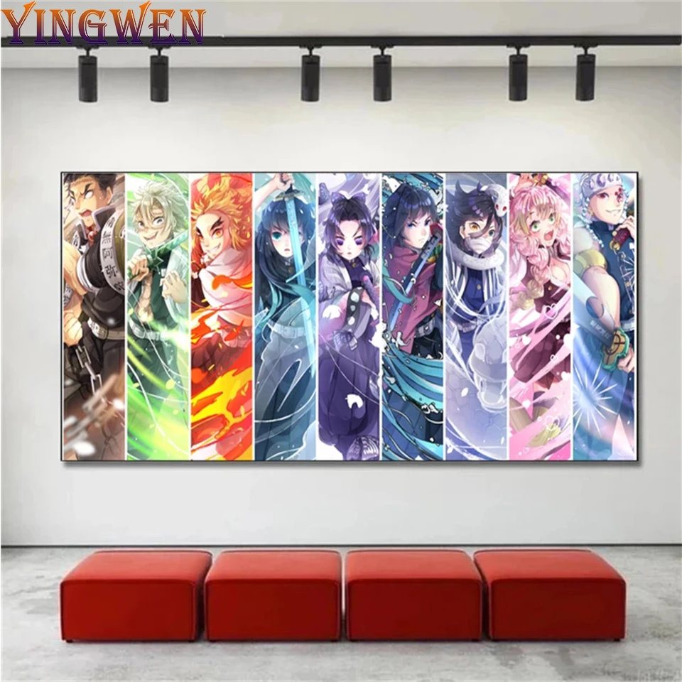 Diamond Painting Manga Demon Slayer | Japanese Demon Diamonds Painting ...